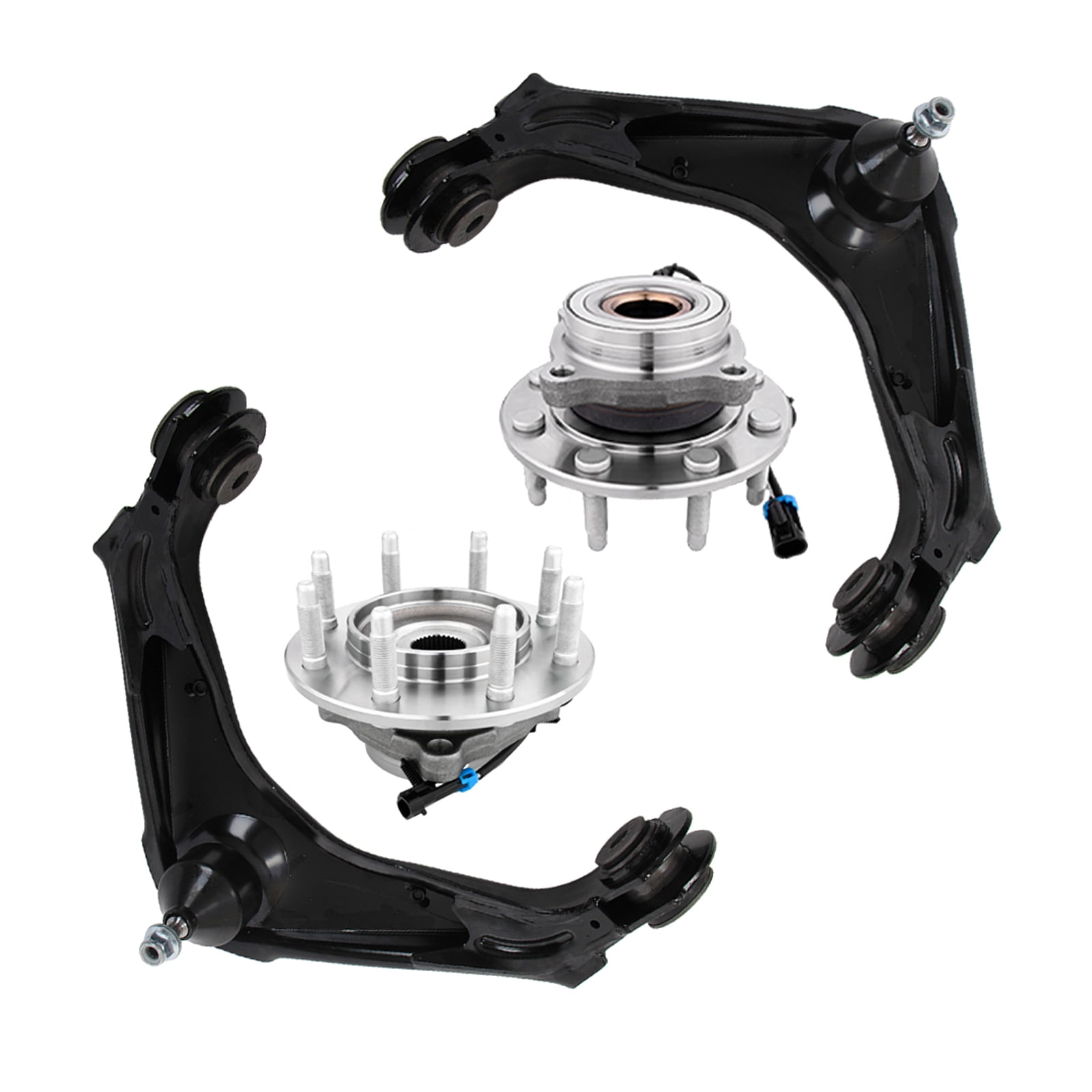 Set of 4 Front Upper Control Arm Ball Joint-Wheel Hub Bearing Assembly ...