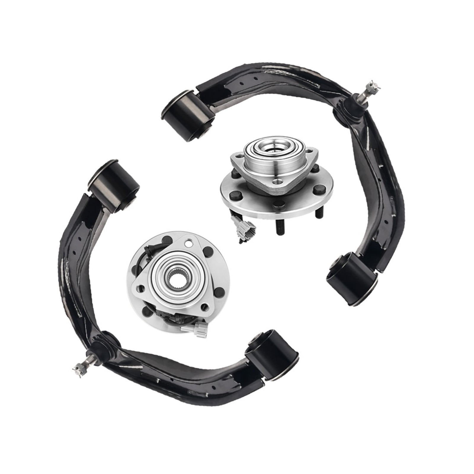 Set of 4 Front Upper Control Arm Ball Joint-Wheel Hub Bearing Assembly ...