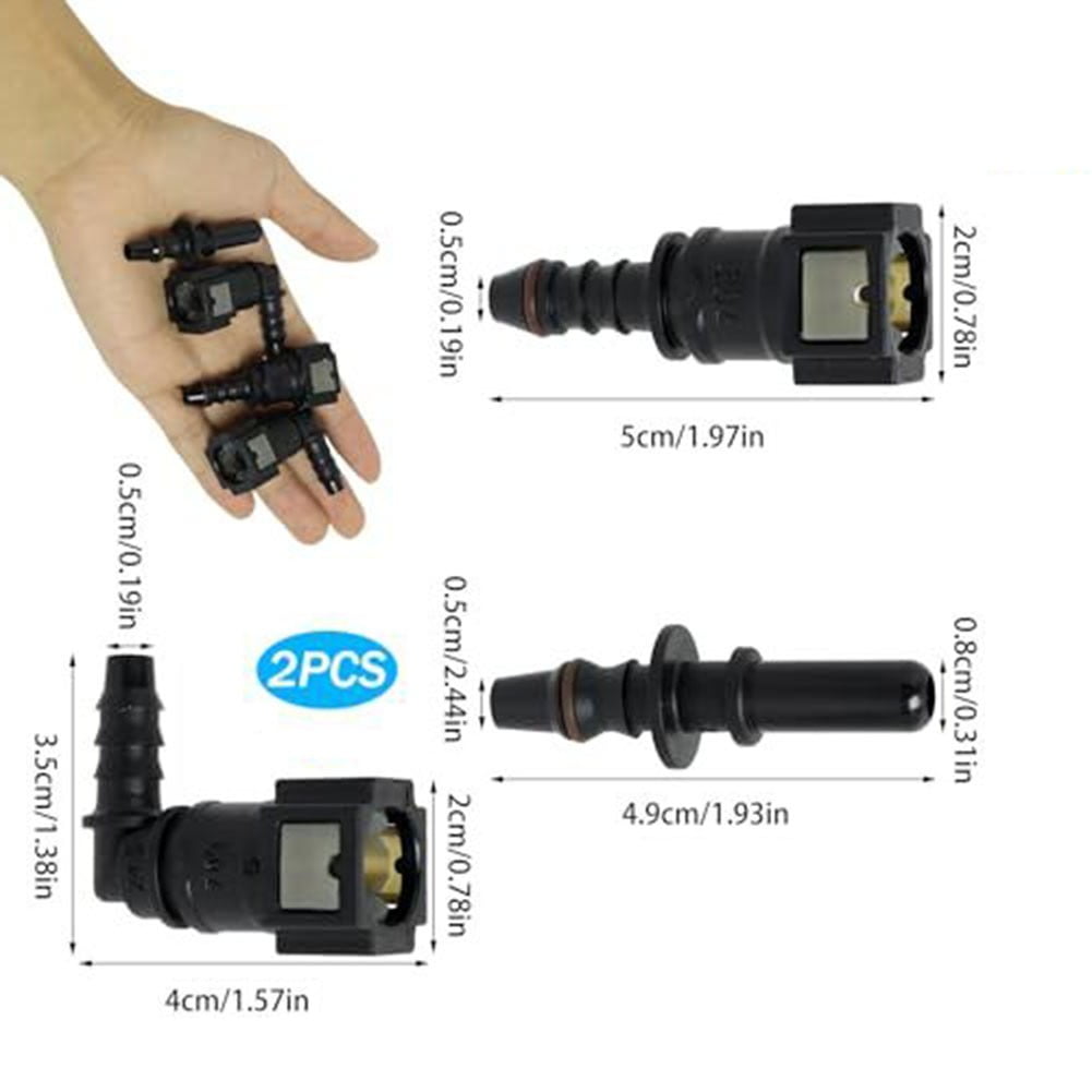 Set of 4 Fuel Line Connectors Plastic 7.89 mm ID6 Nylon Degree Quick ...