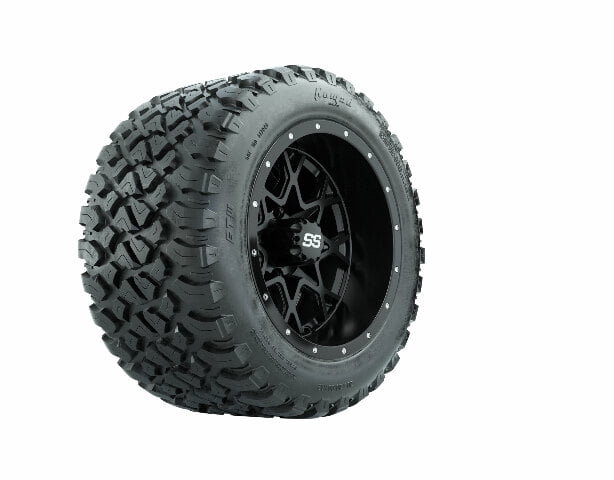 Set of 4 GTW 12" Vortex Matte Black Golf Cart Wheels on 20" Nomad A/T ...