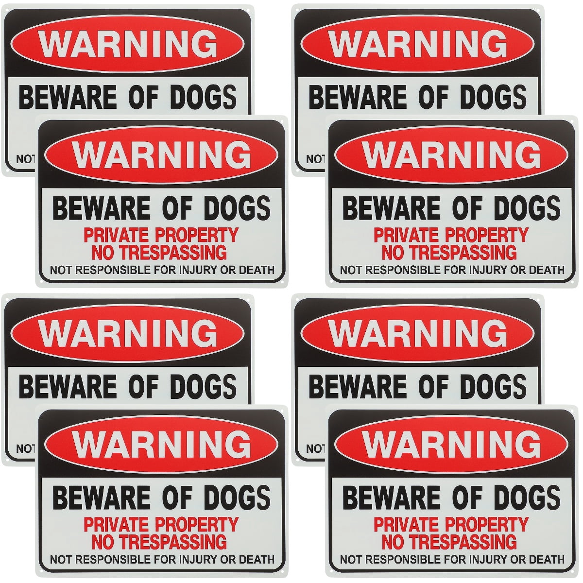 Set of 4 Garden Courtyard Dog Warning Sign Careful Fence Two Block ...