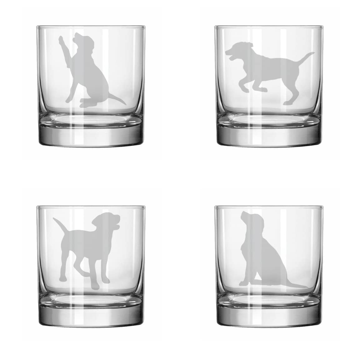 Set of 4 Glass 11 oz Rocks Whiskey Old Fashioned Labrador Retriever ...
