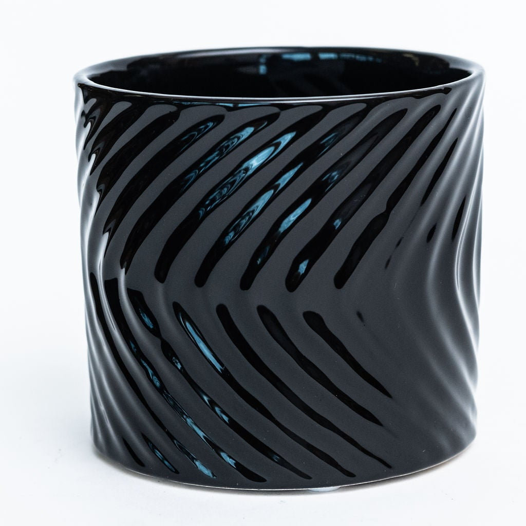 Set of 4 Glazed Black Swirled Pattern Planter - Walmart.com