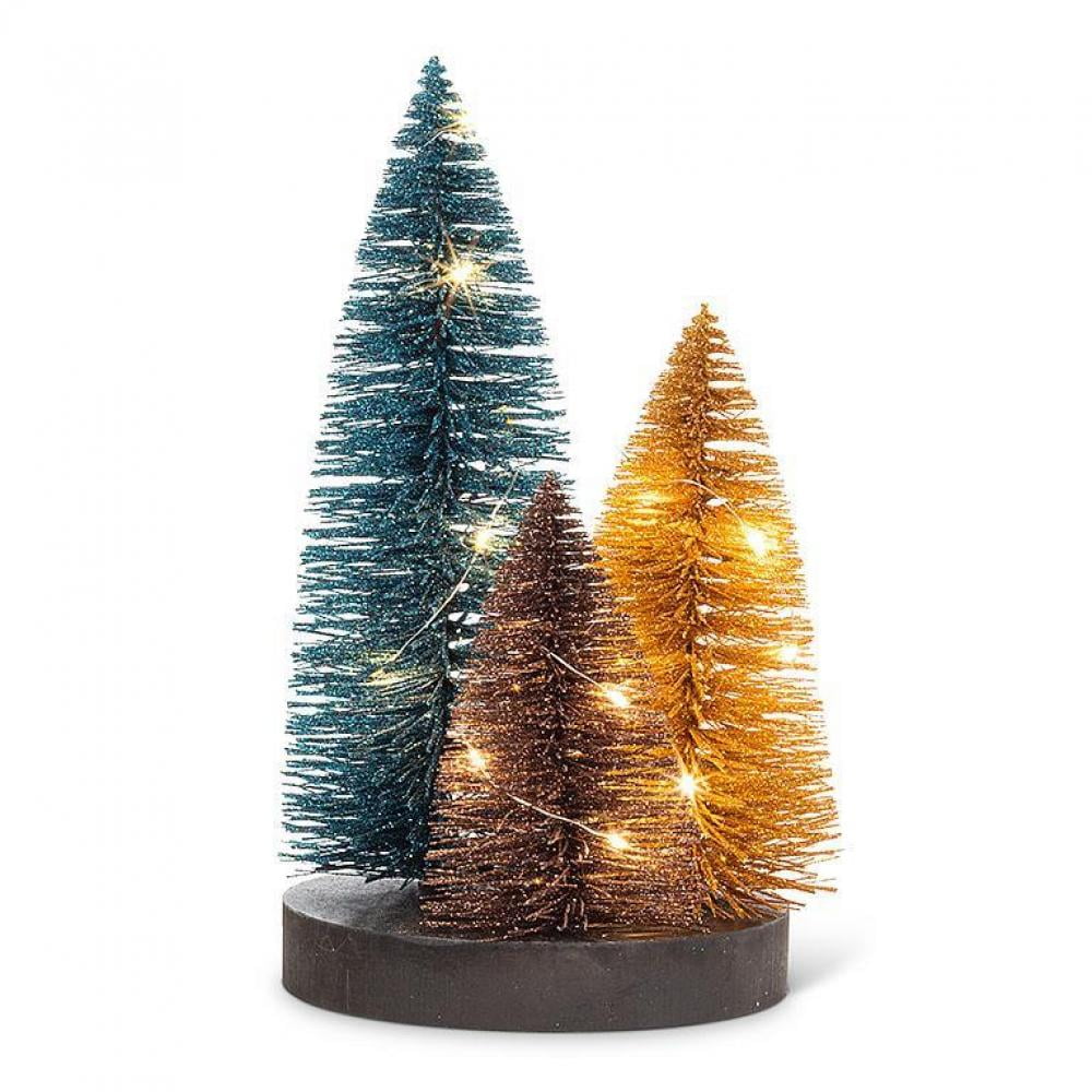 Set of 4 Glitter Led Trees On Round Base Figurine - Walmart.com