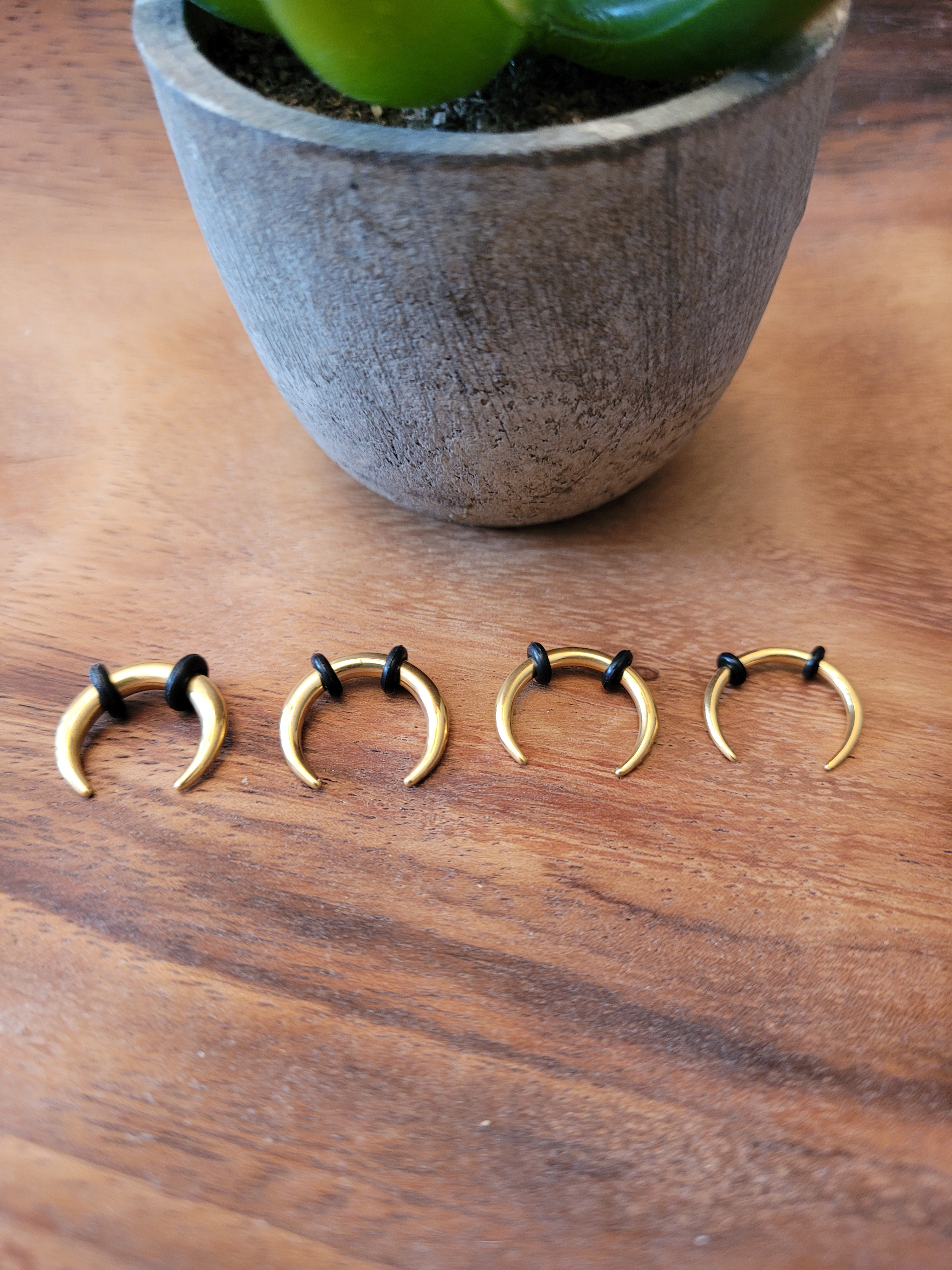 Set of 4 Gold Steel Pinchers for Septum Stretching Kit Ears Tapers ...