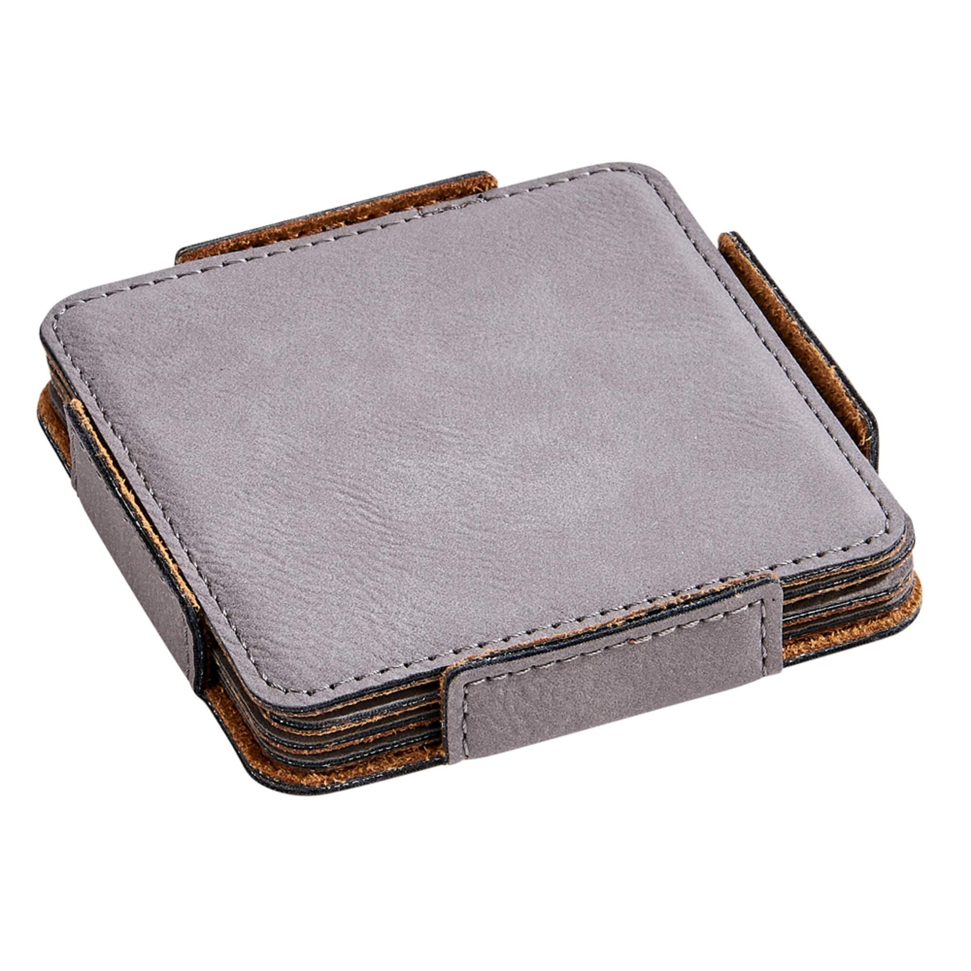 Set of 4 Gray Leatherette Square Coasters, 4" - Walmart.com