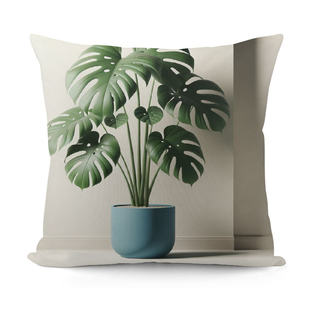 Set of 4 Green Plant Throw Pillow Covers Vintage Tropical Succulent ...