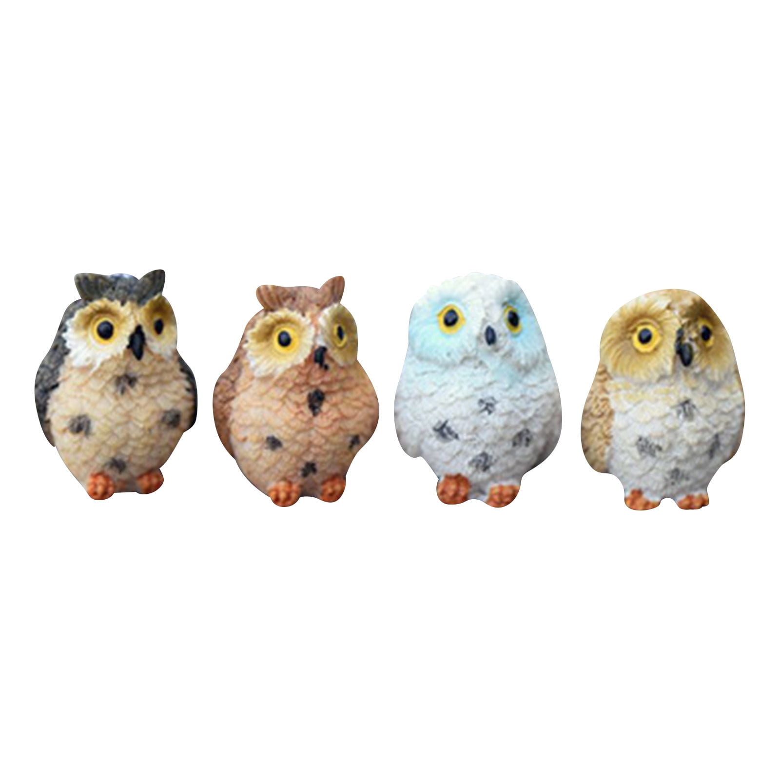 Set of 4 Hand-Painted Ceramic Owl Figurines Decorative Collectible ...