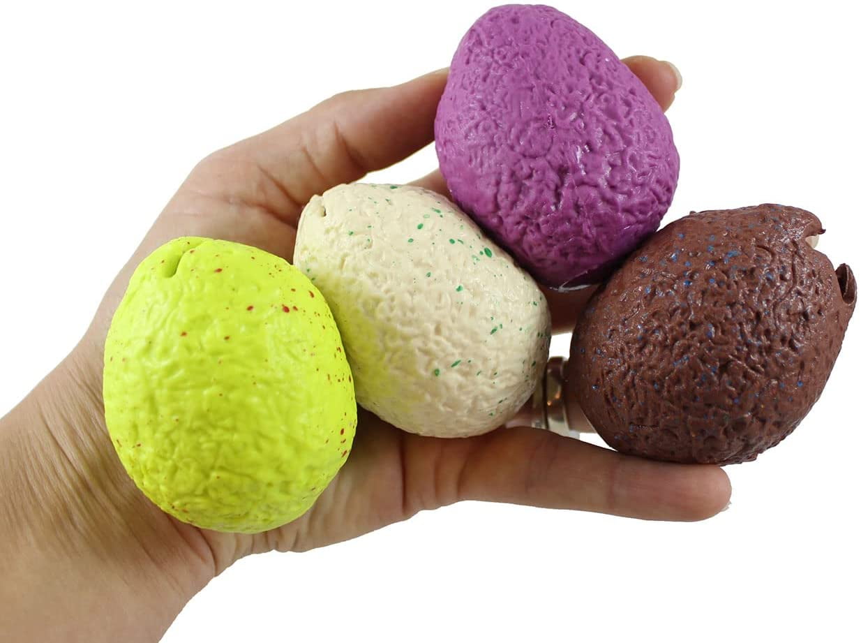 Set of 4 Hatching Dinosaur Egg Squeeze Stress Ball with Baby Dino ...
