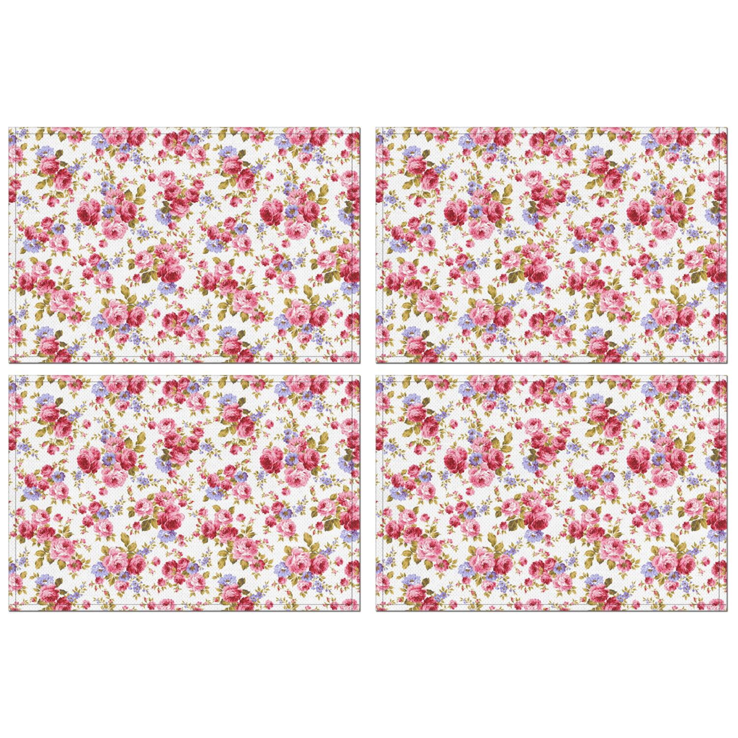 Set of 4 Heat Resistant Floral Placemats with Butterfly and Bee Pattern ...