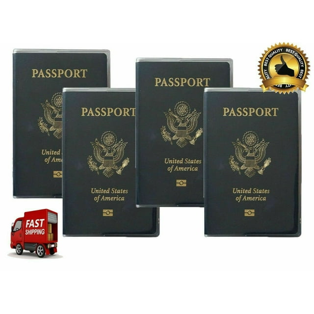 Set of 4 Heavy Duty Clear Vinyl Plastic Passport Cover Holder Travel ...