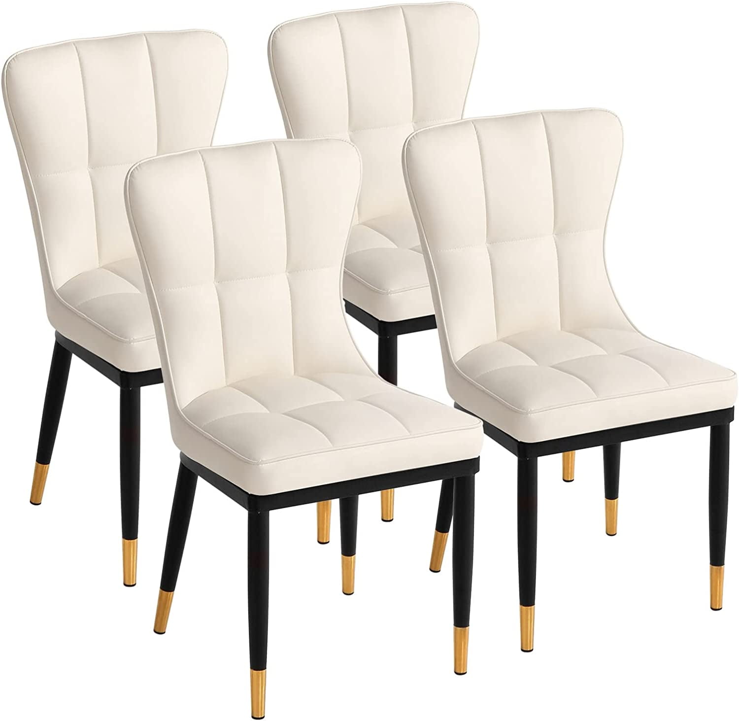 Set of 4 High Back Dining Chairs Modern Upholstered Armless Side Chair ...