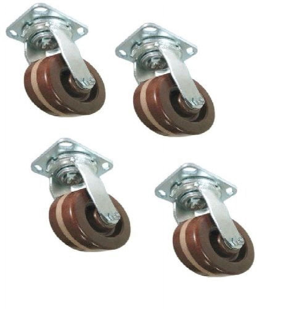 Set of 4 High Temperature Restaurant Grade Swivel Plate Casters w/ 4 ...