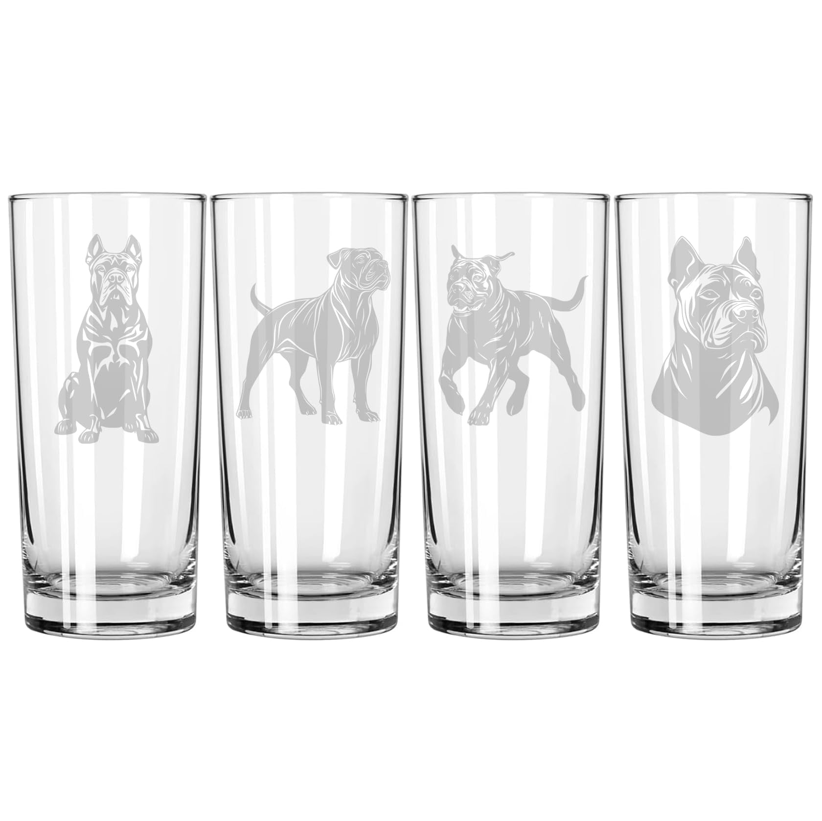 Set of 4 Highball 15 oz Tall Beverage Drinking Glass Tumbler Gift Cane ...