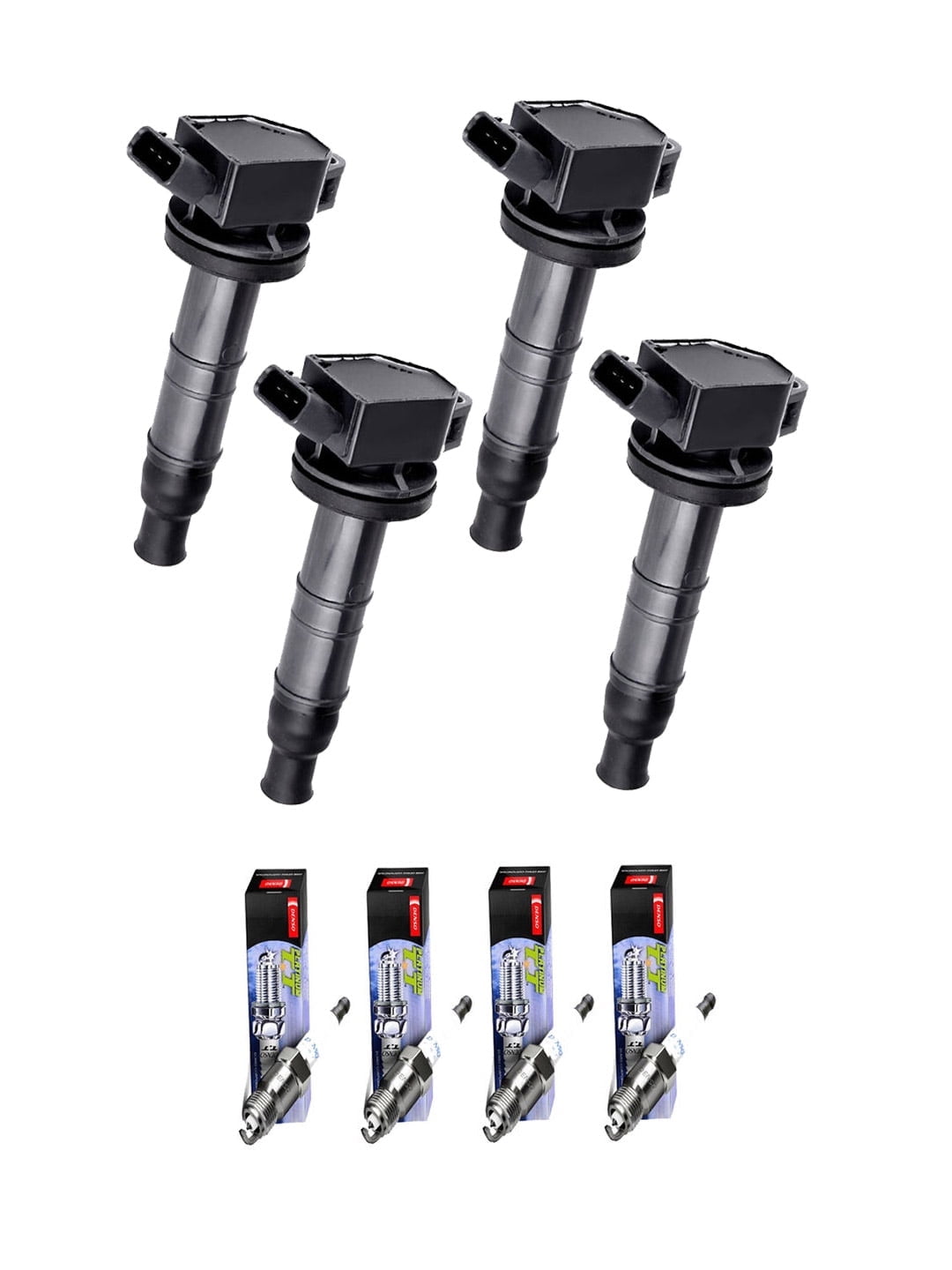 Set of 4 ISA Ignition Coils & 4 Denso Spark Plugs for 2001-2012 Toyota Camry Matrix Rav4 Solara ...