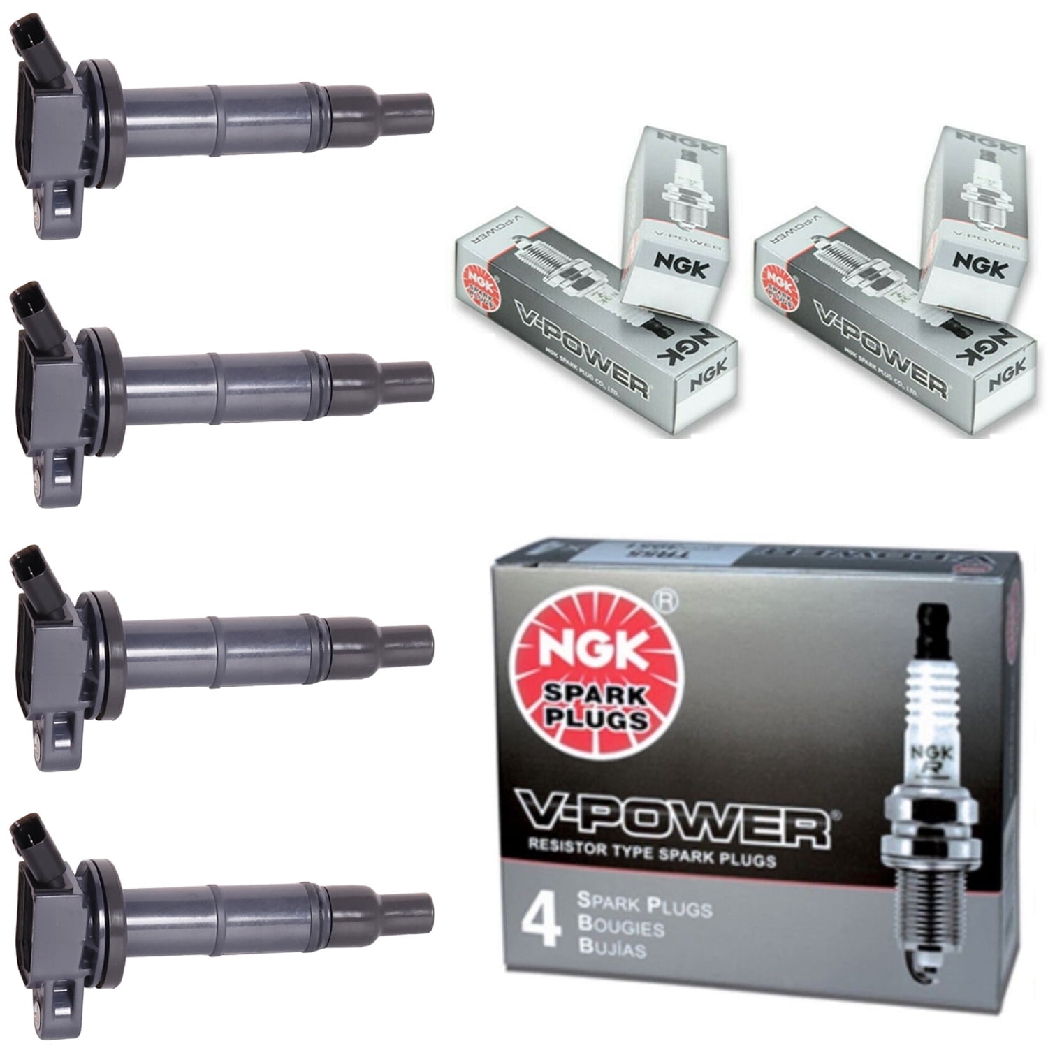 ISA 4 Ignition Coils & NGK Spark Plugs for Toyota Camry, Matrix, Rav4, Scion xB 2.4L (UF333 ...