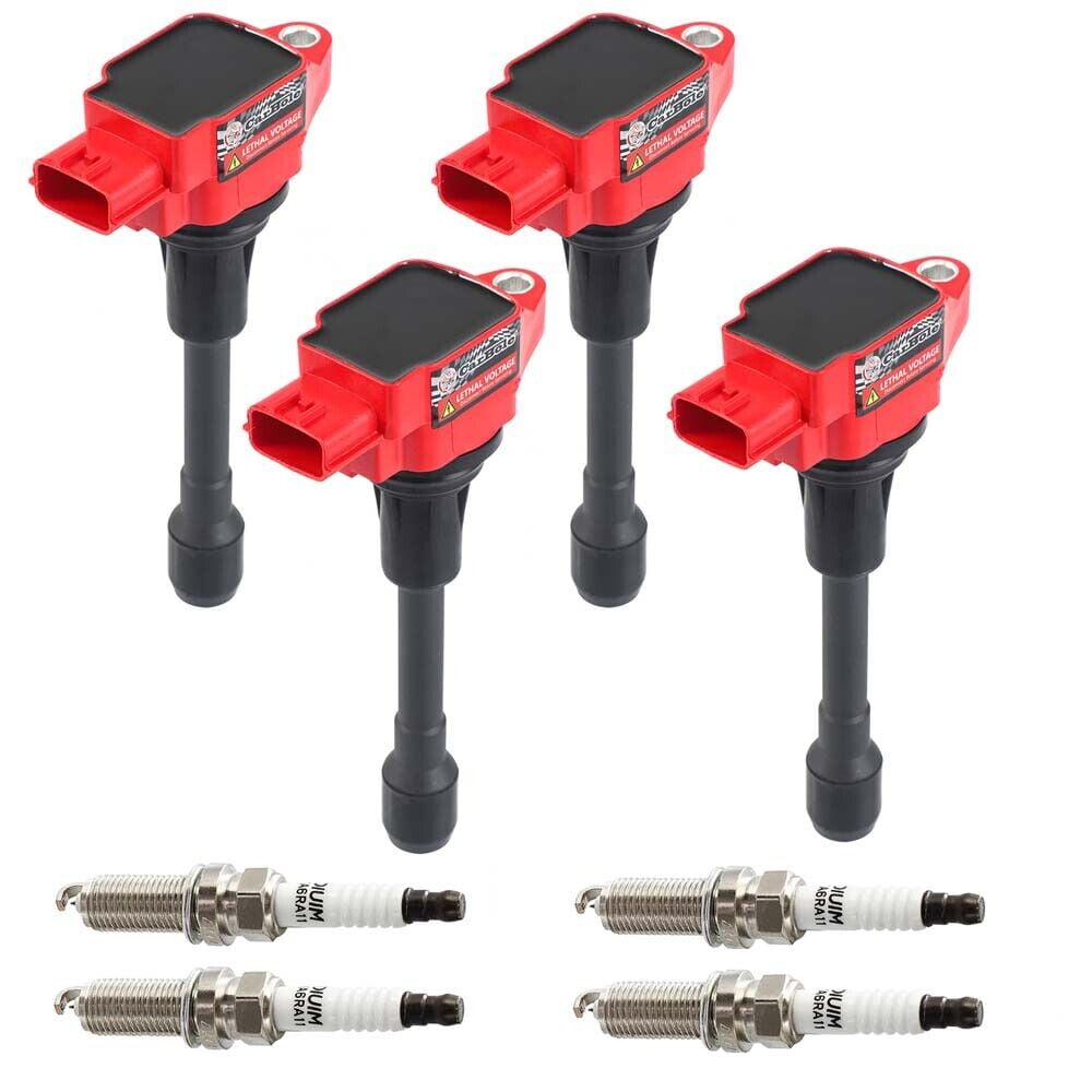 Car Engine Pack: Set of 4 Ignition Coil & Iridium Spark Plug for Nissan ...