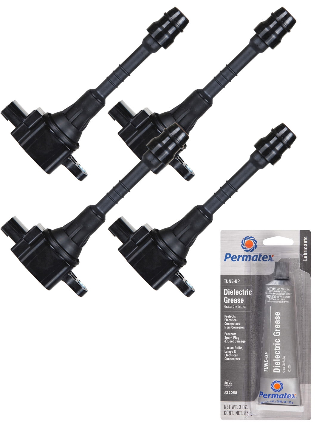 Set of 4 Ignition Coils and Permatex 22058 Dielectric Tune-Up Grease ...