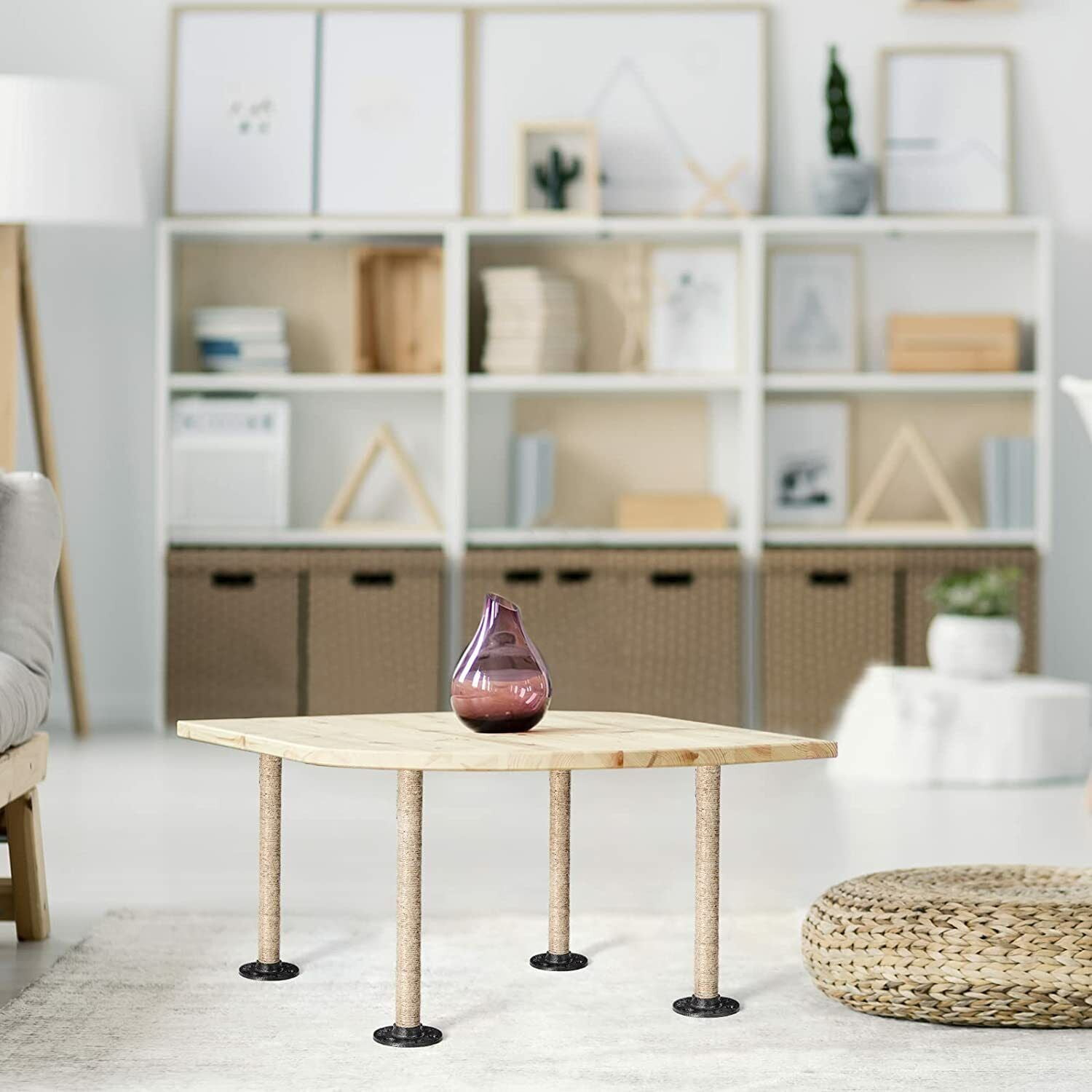 Set of 4 Industrial Pipe Desk Legs with Wheels for Furniture Coffee ...