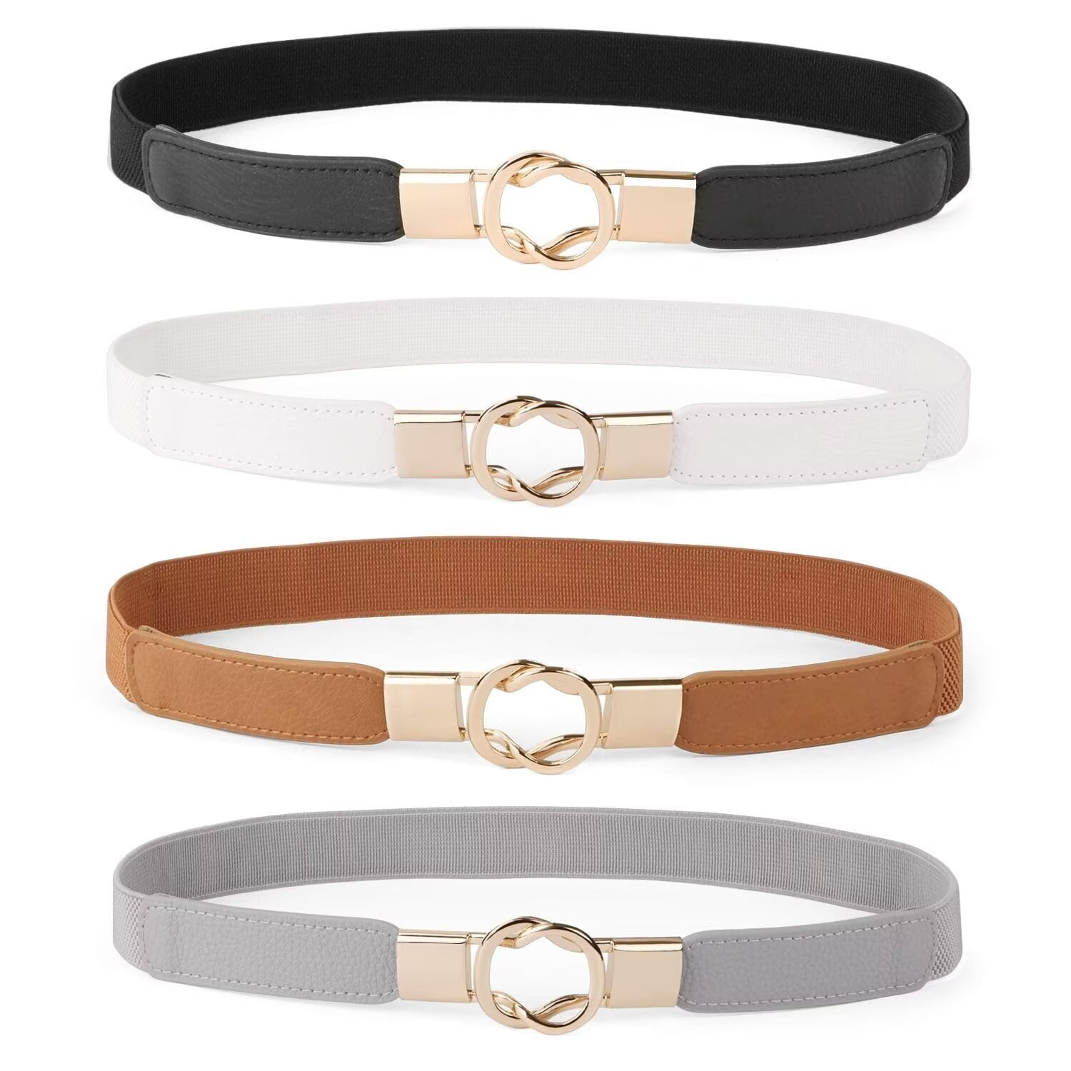 Set of 4 JASGOOD Women Skinny Belt for Dresses Retro Elastic Ladies ...