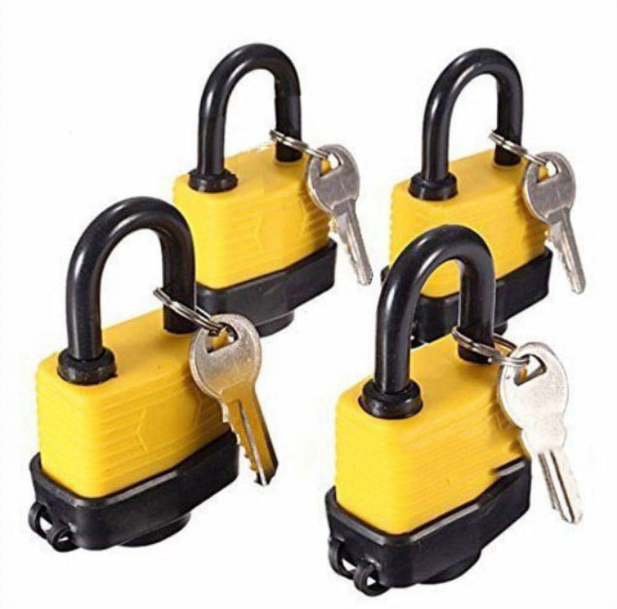 Set of 4 Keyed Alike Waterproof Padlock, Wide Body - Weather Resistant ...