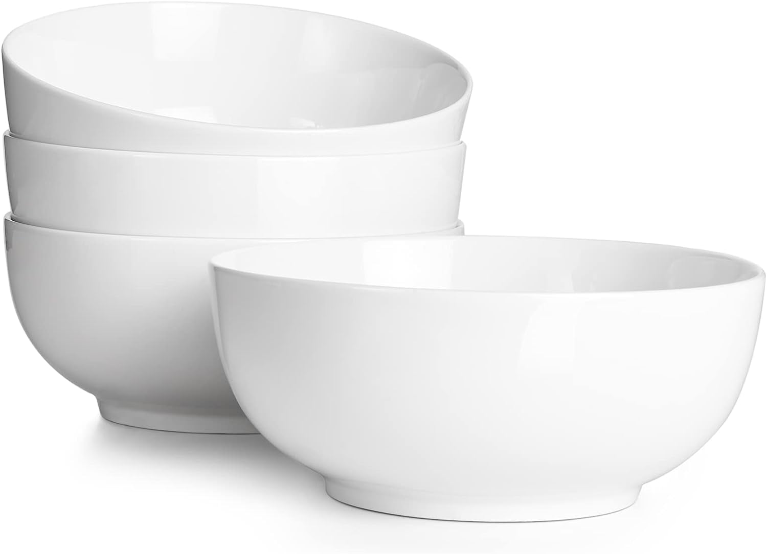 Set of 4 Large 39 OZ White Ceramic Bowls for Ramen, Pasta, Salad, Mixed ...