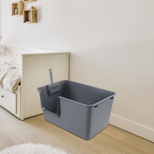 Set of 4 Large Open Top Cat Litter Box, Anti-Splashing High Side Cat ...