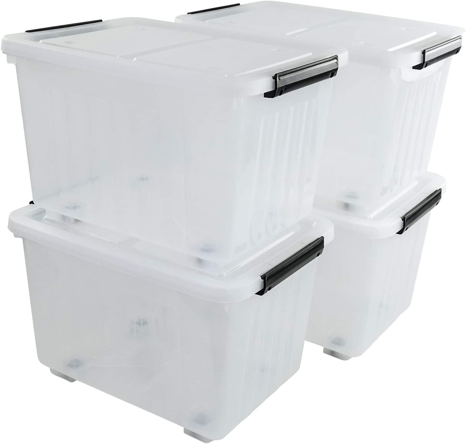 Walmart's Set of 4 Large Locking Plastic Storage Containers, 30 L Clear ...