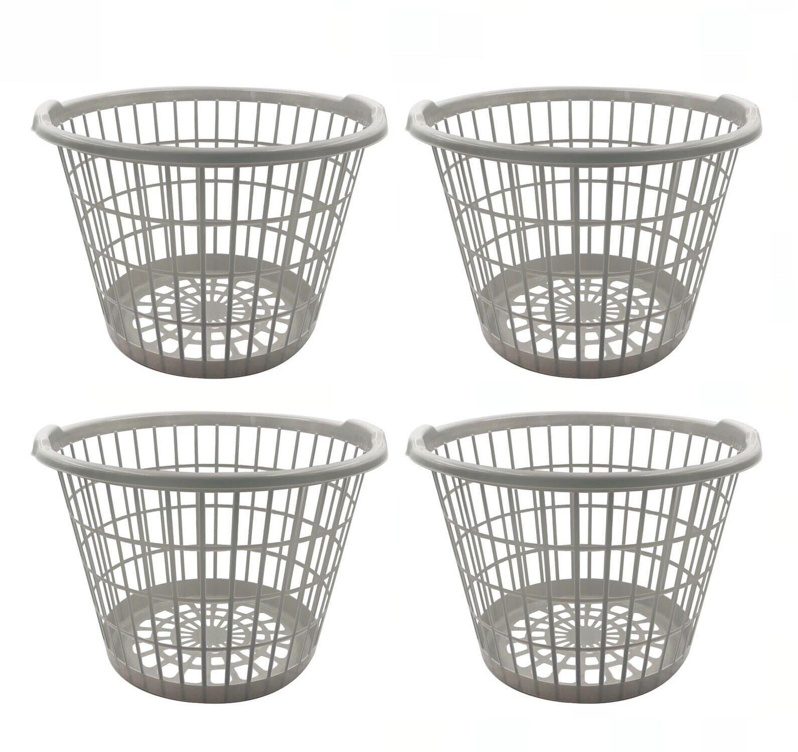 Set of 4 Laundry Baskets Round Lightweight Plastic (Gray) - Walmart.com