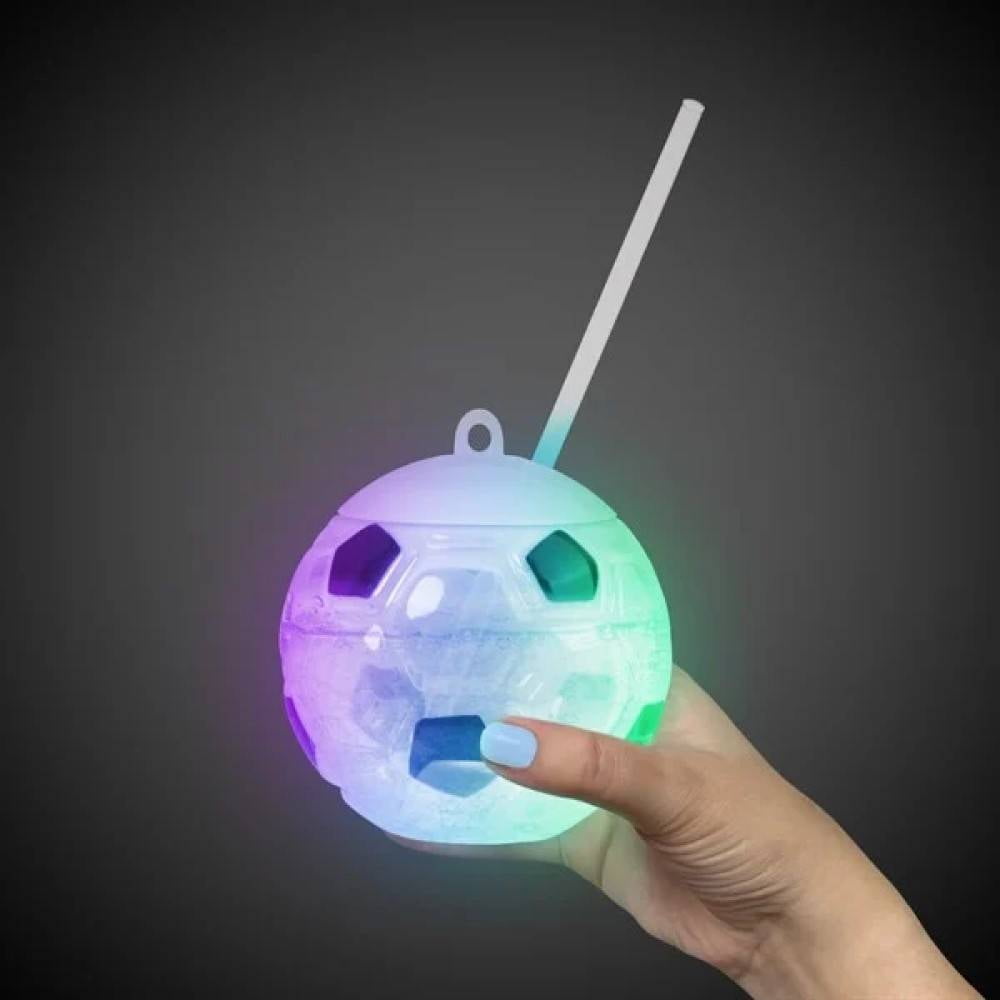 Set of 4 Light Up Flashing Soccer Ball Novelty Drink Cocktail Cup 18 oz ...