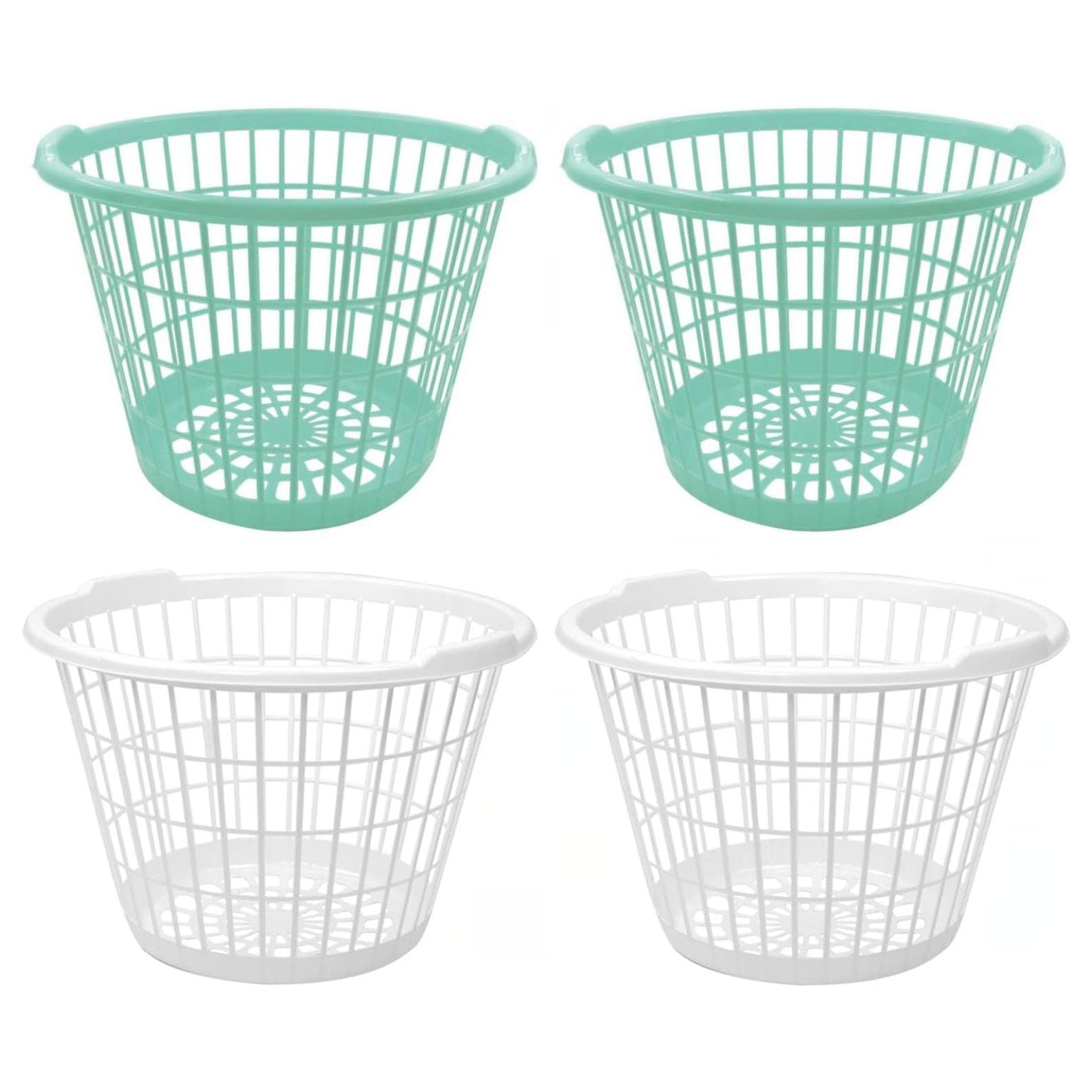 Set of 4 Lightweight Plastic (Many Colors) 1 Bushel Round Laundry ...