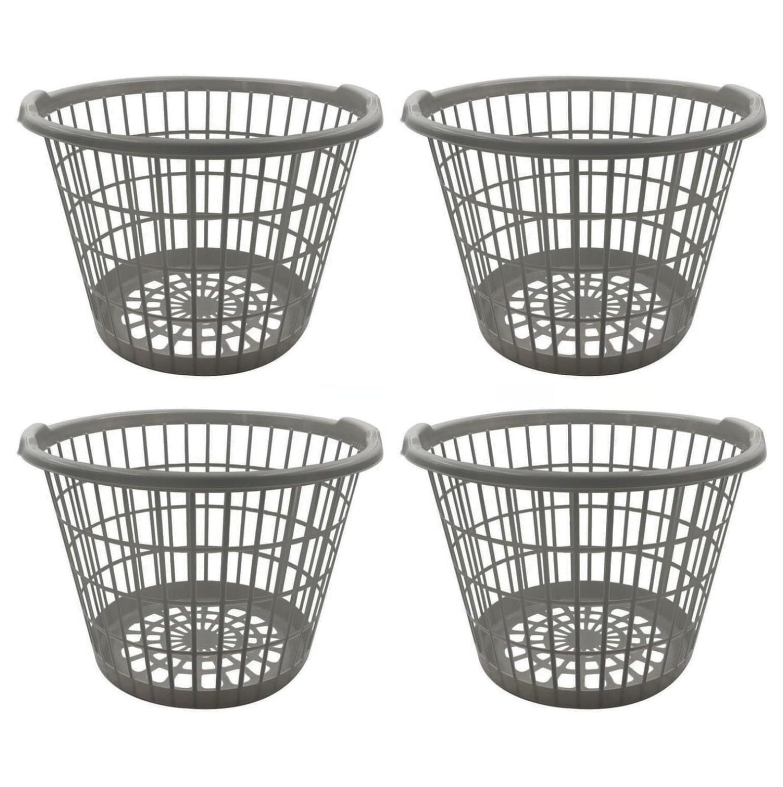 Set of 4 Lightweight Plastic (Many Colors) 1 Bushel Round Laundry ...