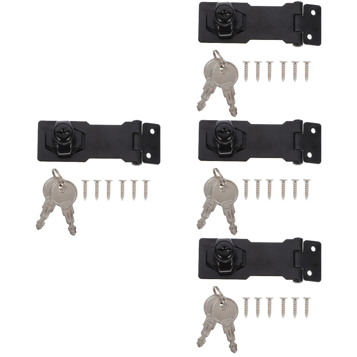 Set of 4 Locking Hasp Lock Lockable Deadbolt Hasp Child 9.5X3.5CM Black ...