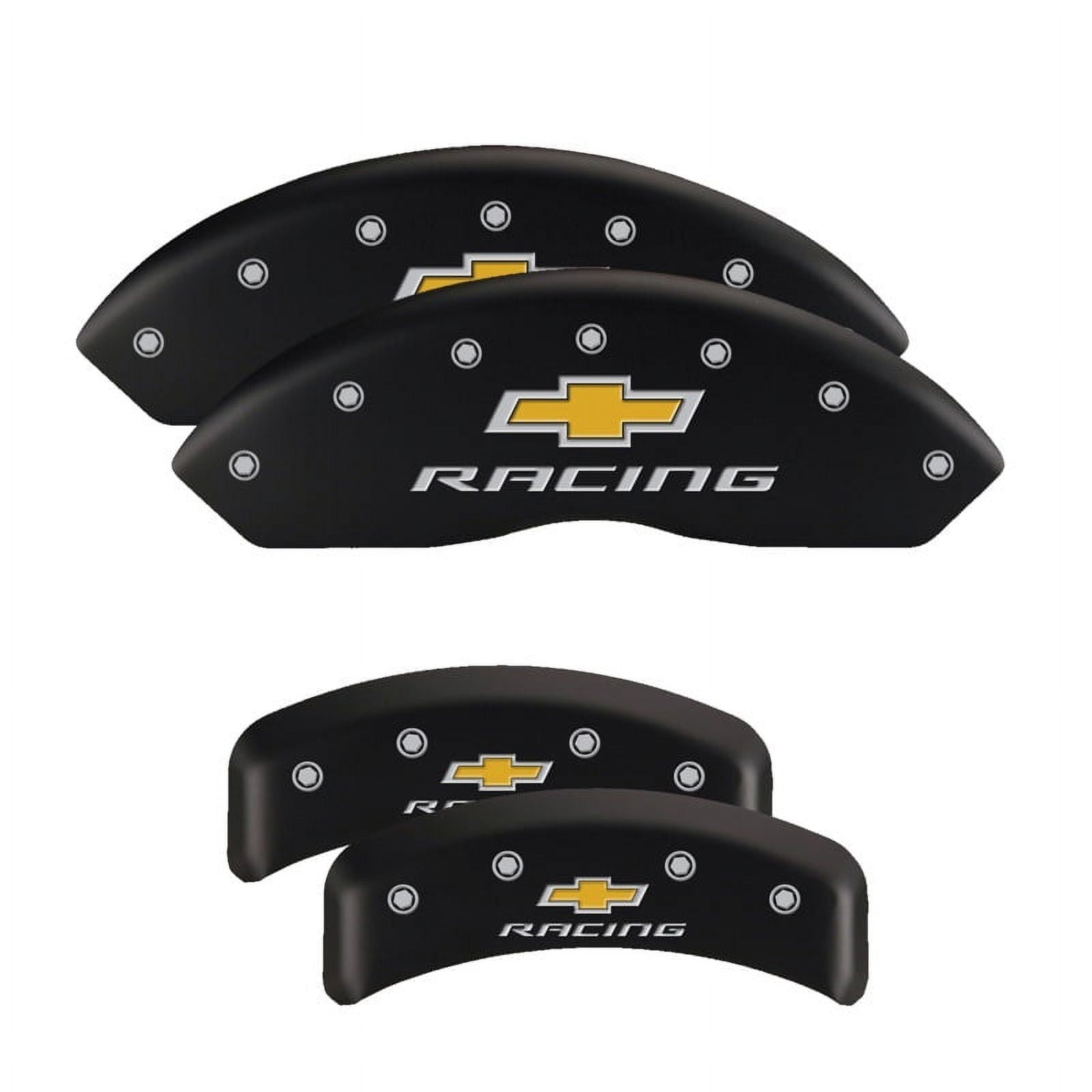 MGP 4 Caliper Covers Engraved Front & Rear Bowtie Red finish silver ch ...