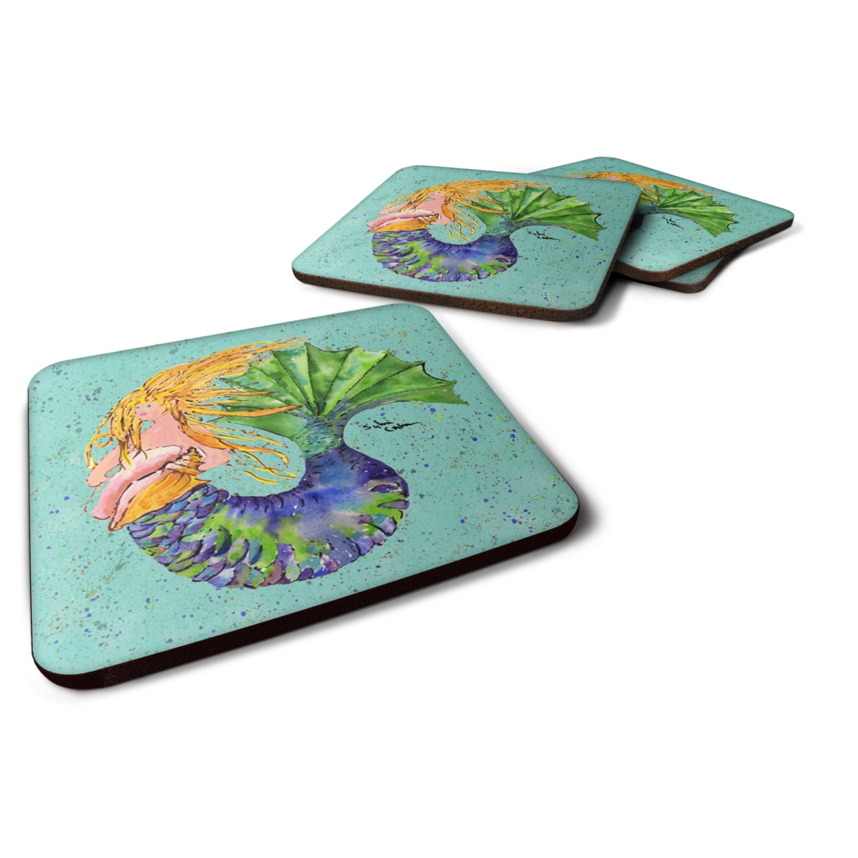 Set of 4 Mermaid Foam Coasters - Walmart.com