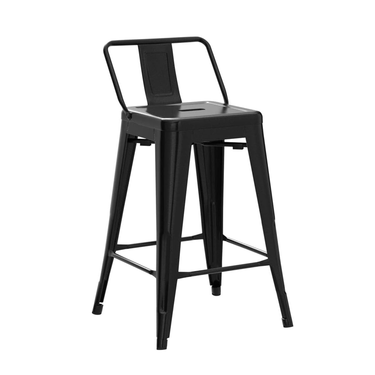 Set of 4 Metal Bar Stools, 24'' Stylish Height Stools with Rubber Feet ...