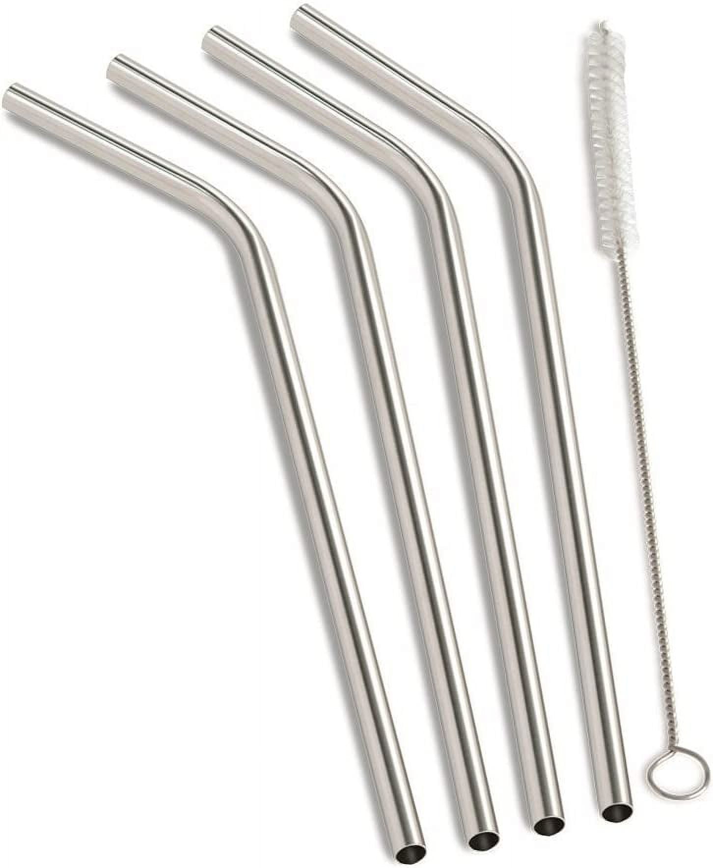 Set Of 4 Metal Drinking Straws With Cleaning Brush Eco Friendly