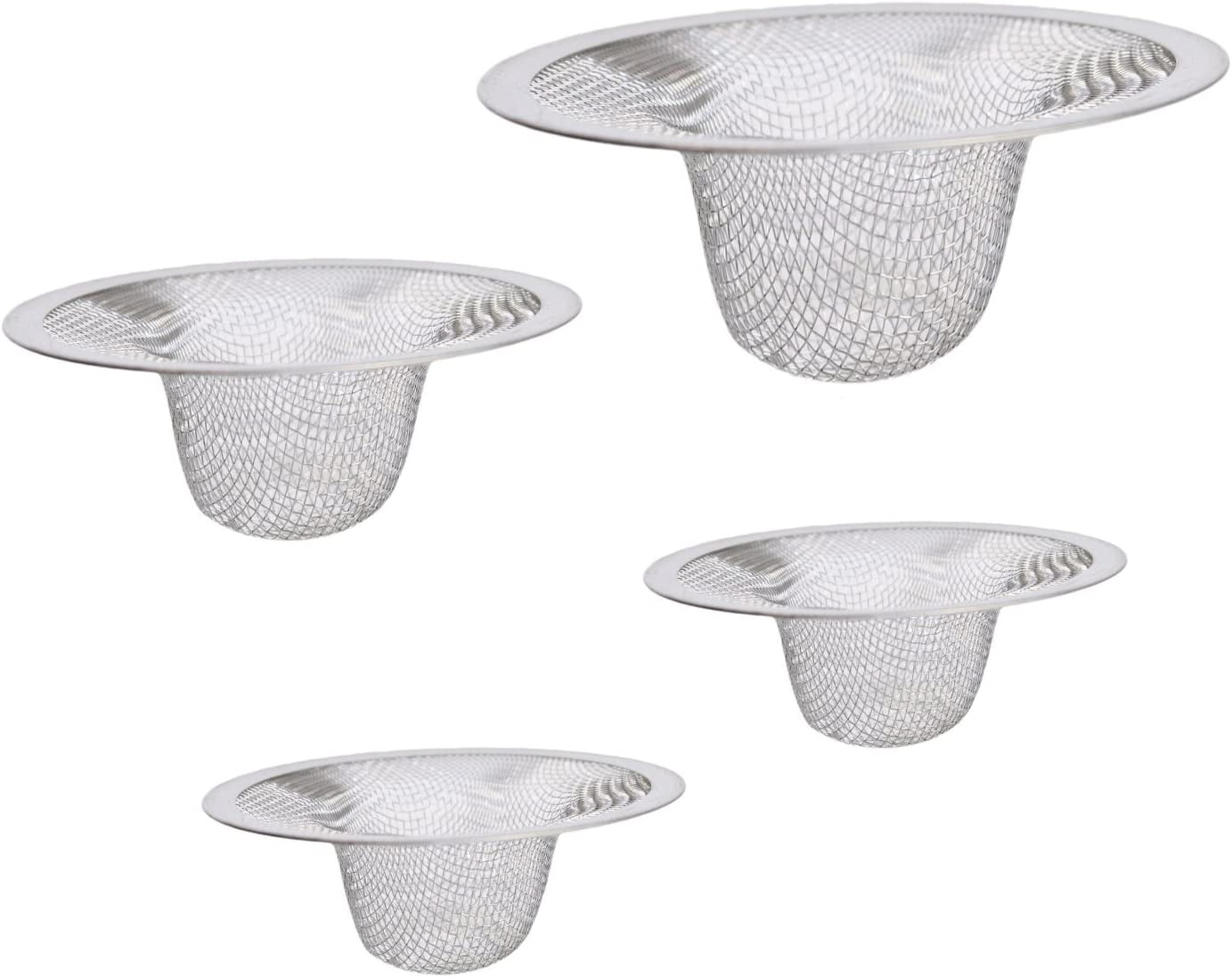 Set of 4 Metal Mesh Sink Strainers, Assorted Sizes, Fits Most Kitchen ...