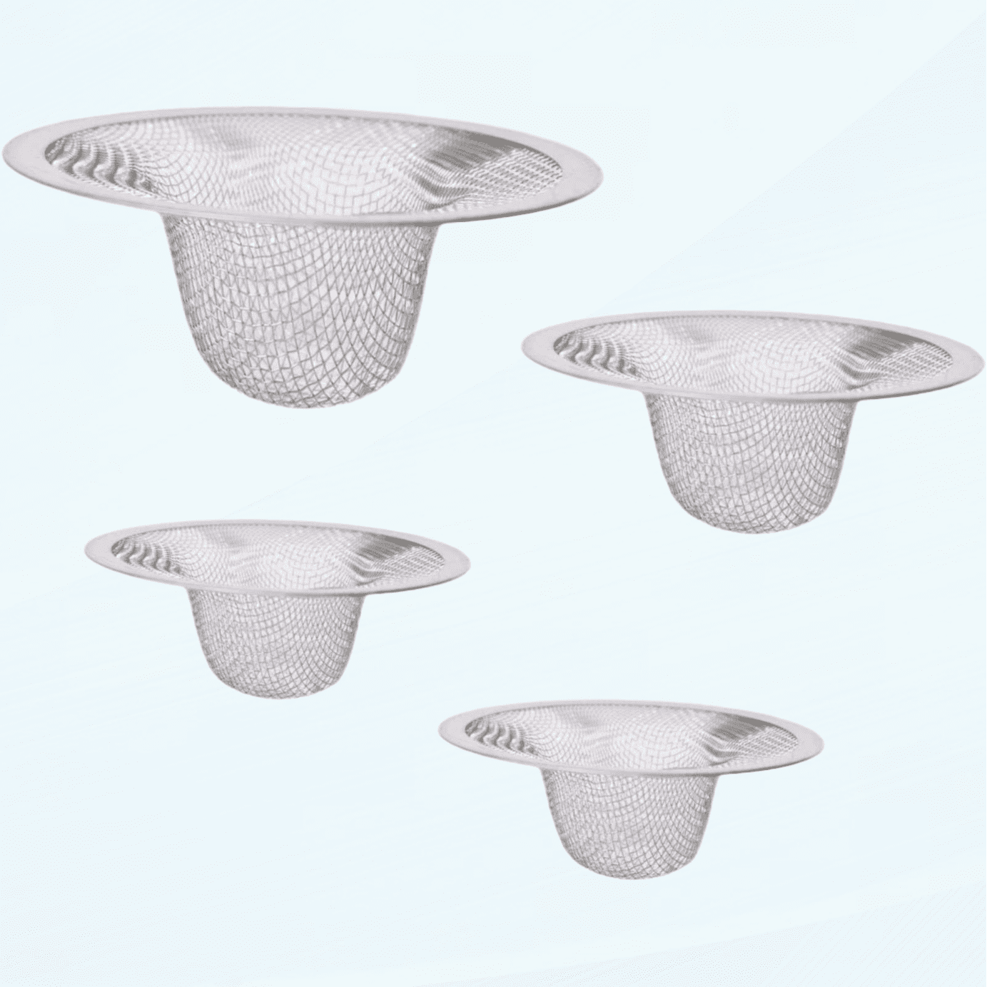 Set of 4 Metal Mesh Sink Strainers, Assorted Sizes, Fits Most Kitchen ...