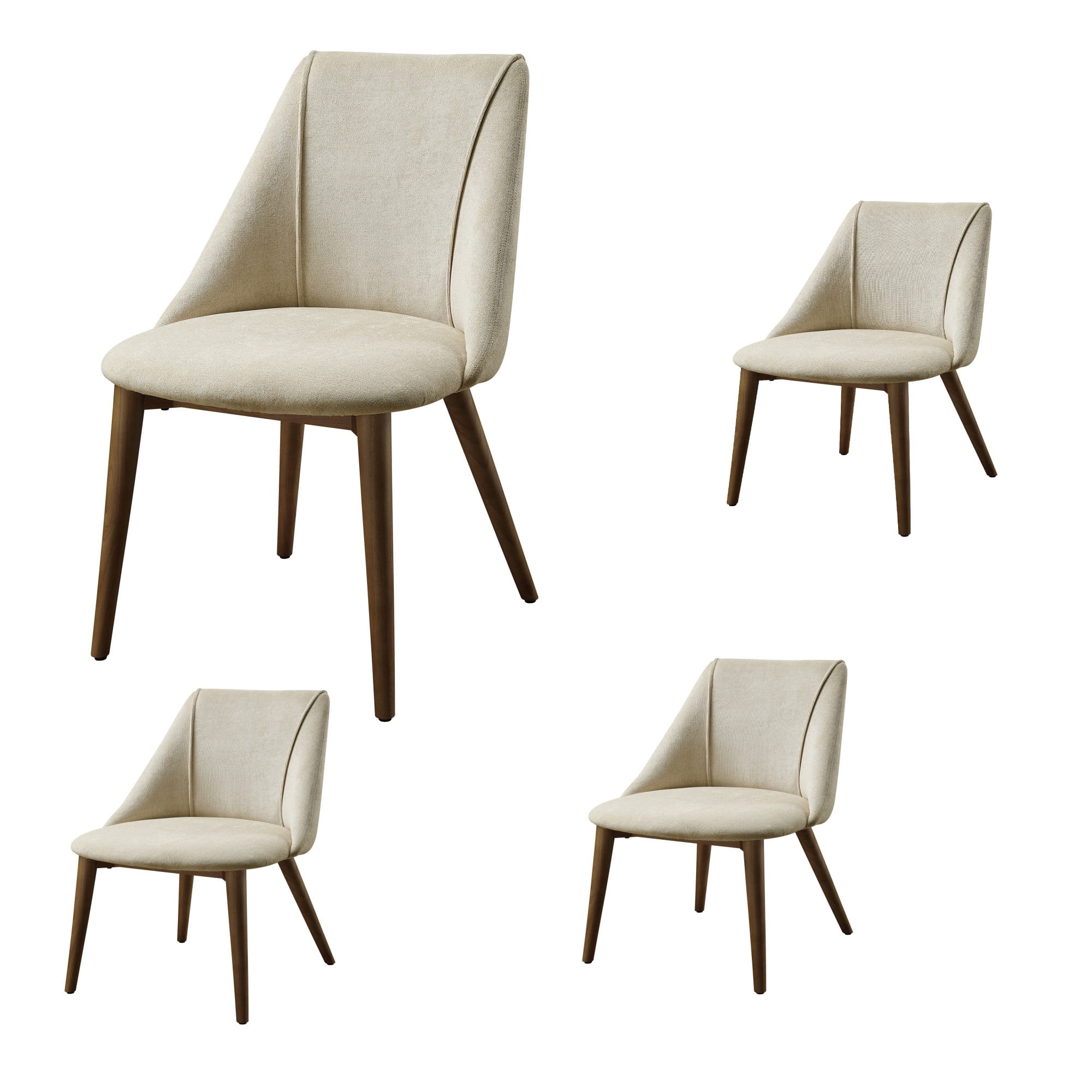 Set of 4 Microfiber Side Chair, Mid Century Modern Kitchen Chairs ...