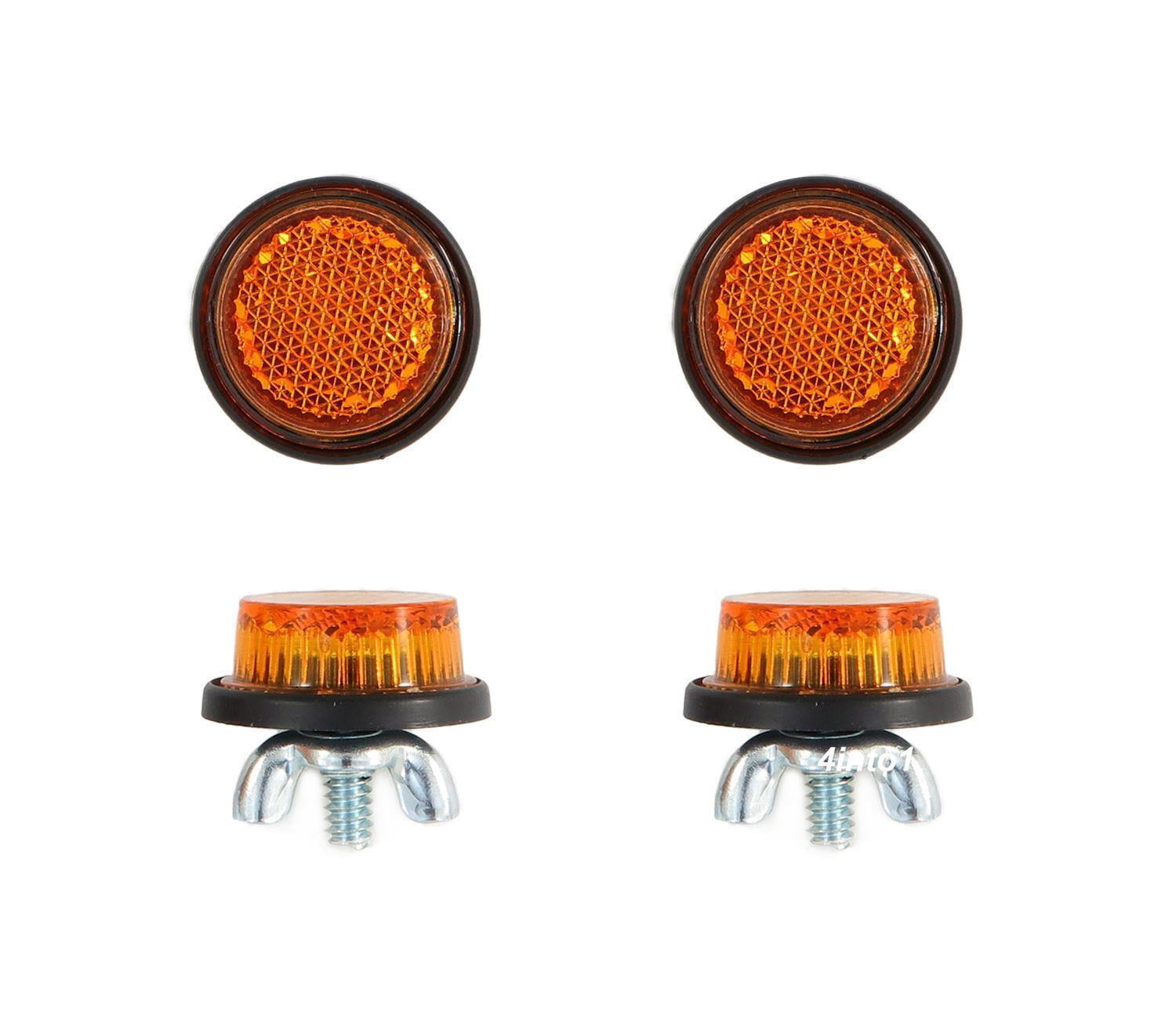Set of 4 - Mini Amber Motorcycle License Plate Reflector Bolts with ...