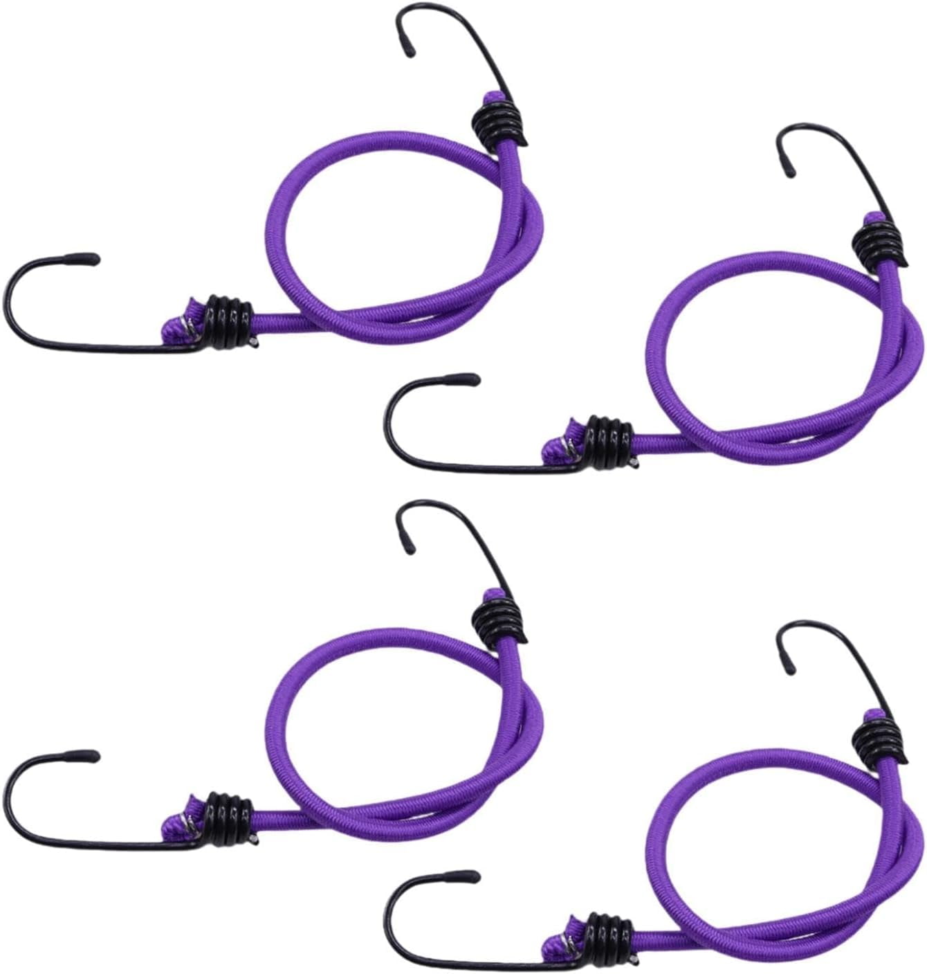 Set of 4 Mini Bungee Cords with Elastic Straps and Hooks for Outdoor ...