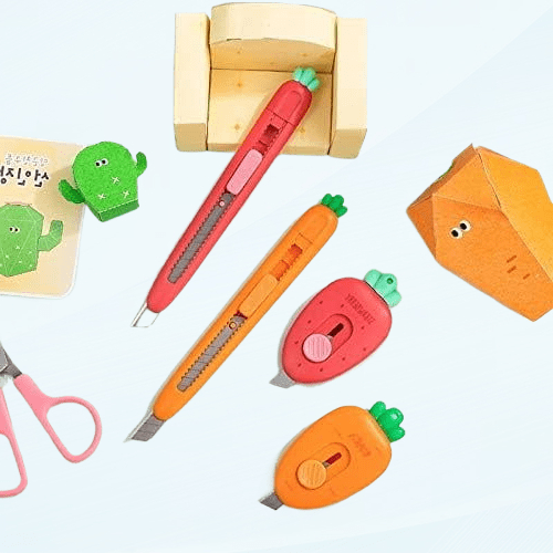 Set of 4 Mini Retractable Utility Knife Box Cutter Cute Carrot and ...