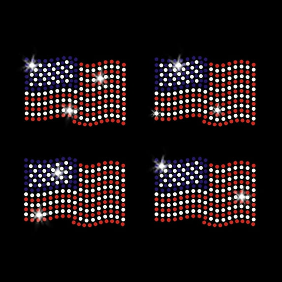 JCS Rhinestones Mini Waving Flags, Set of 4, Iron-on Clear Rhinestone ...