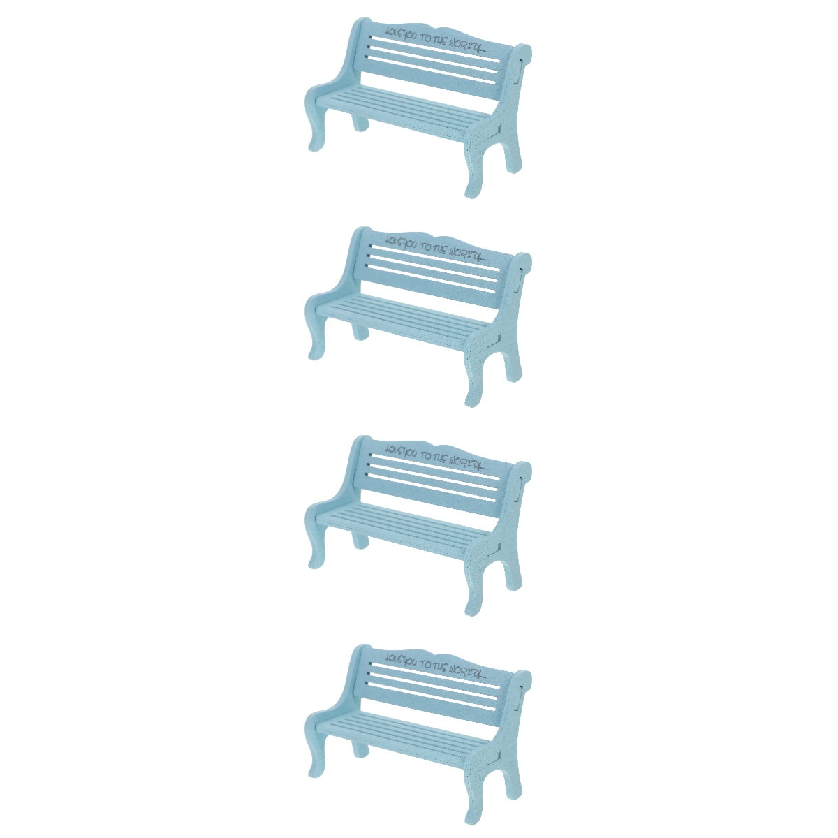 Set of 4 Miniature Wood Bench Model Doll House Furniture Blue - Walmart.com