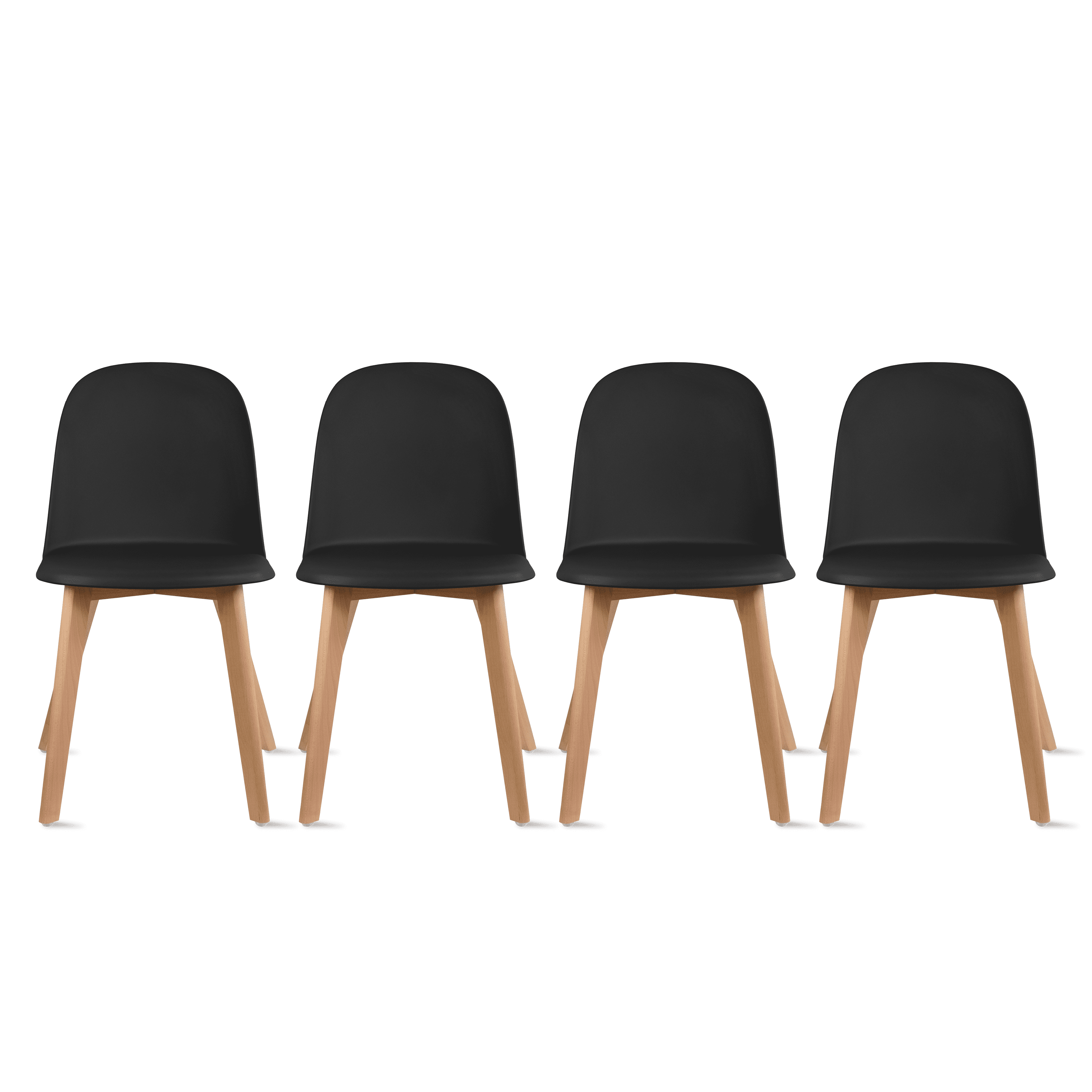 Set of 4 Modern Armless Dining Chair Set with Molded Plastic Seat Shell ...