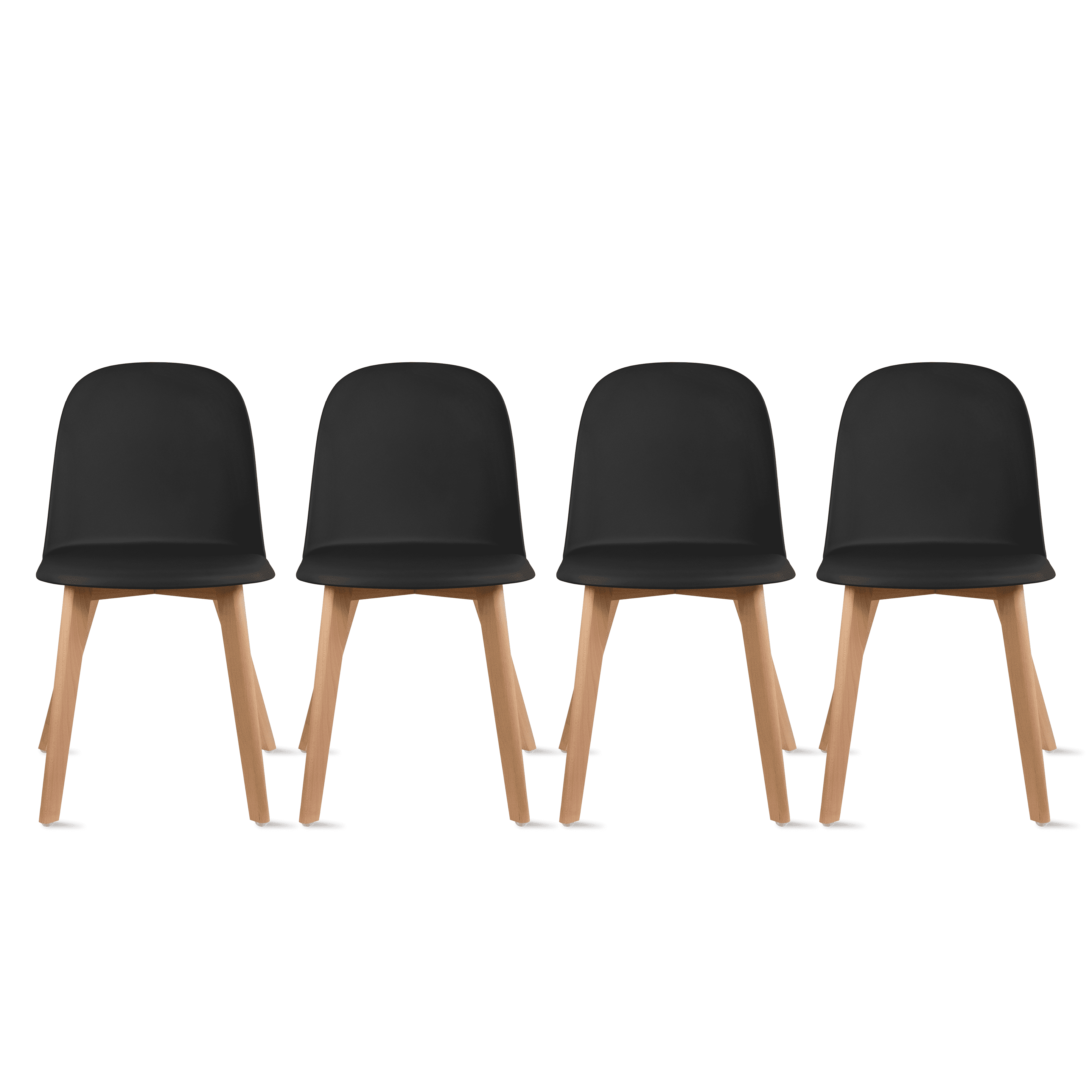 Set of 4 Modern Armless Dining Chair Set with Molded Plastic Seat Shell ...