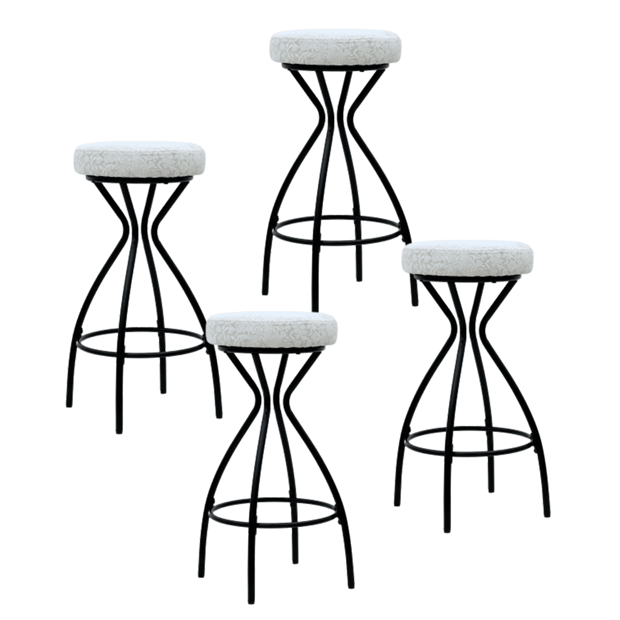 Set of 4 Modern Backless Bar Stools, Round Upholstered Counter Stools ...
