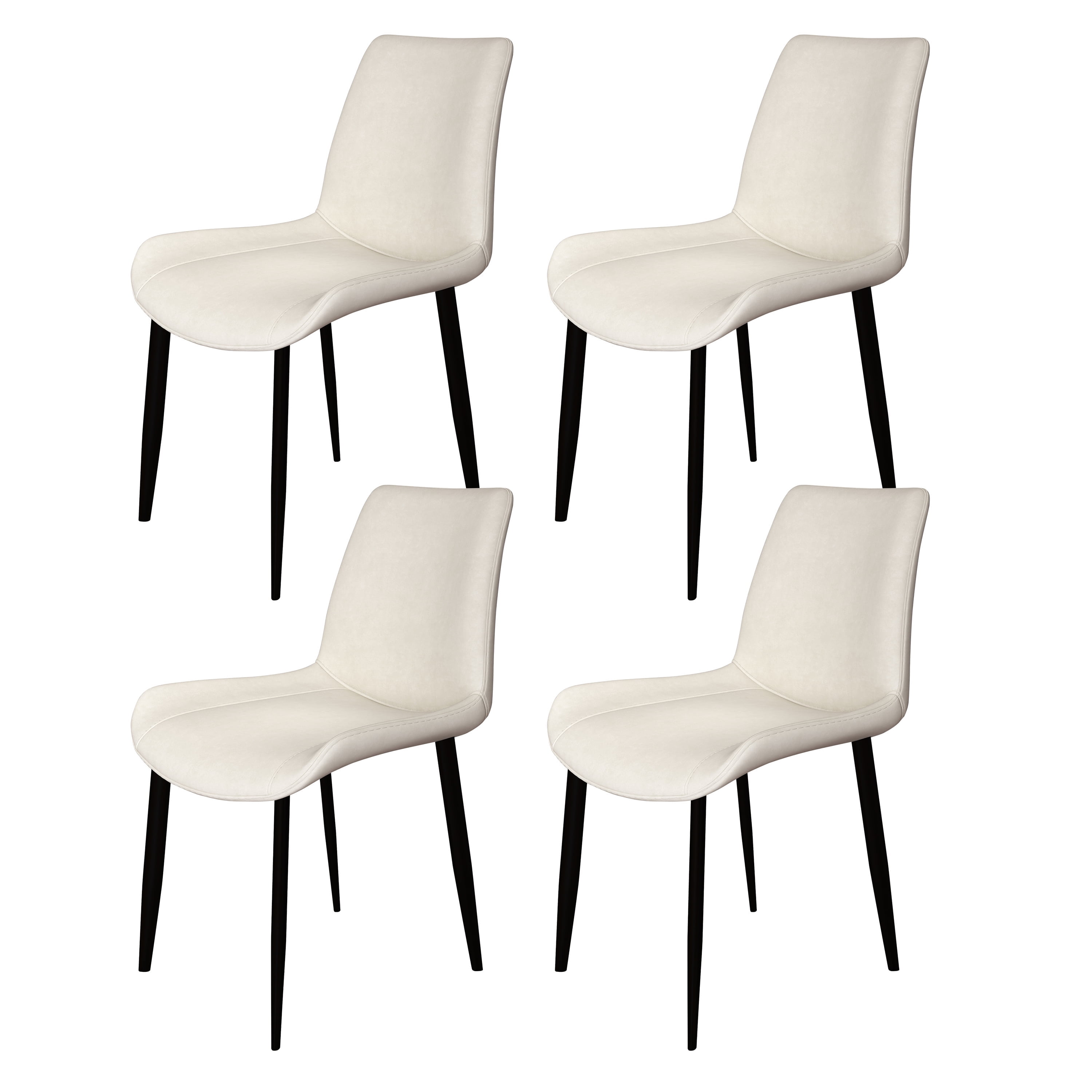Set of 4 Modern ‎Faux Leather Dining Chairs, PU Cushion Seat Back，Metal ...
