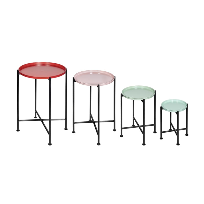 Set of 4 Multicolor Nesting Side Tables, Modern Metal End Table Set for ...